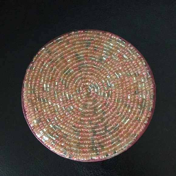 Accents | New Set Of 4 Blush Peachy Silver Beaded Coasters | Poshmark
